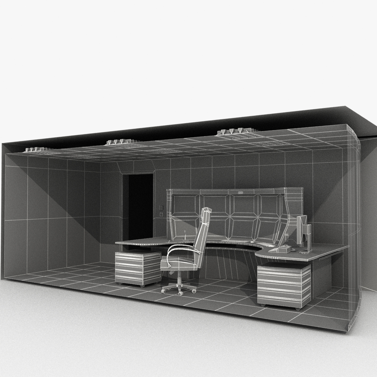 3d model room railway control center