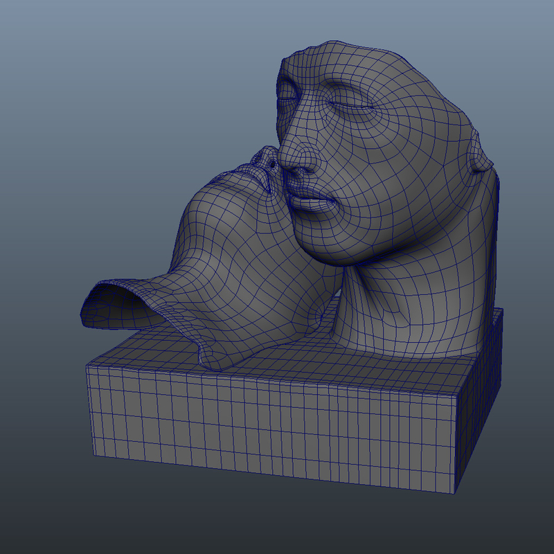 3d bronze face statue model