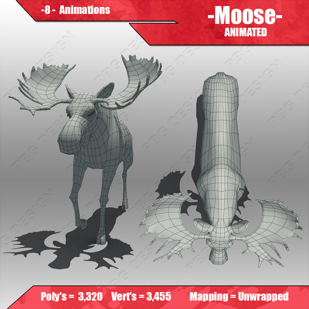 3d moose animations model