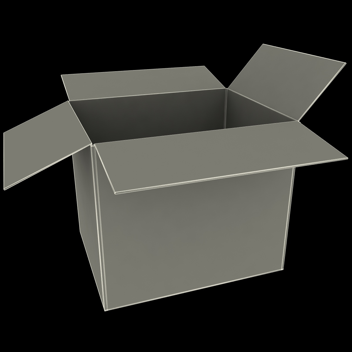 3d model open cardboard box