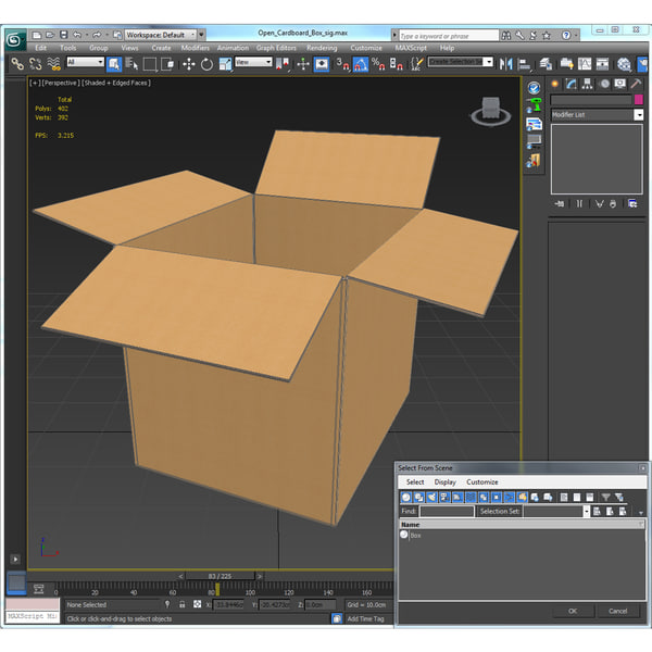 3d model open cardboard box