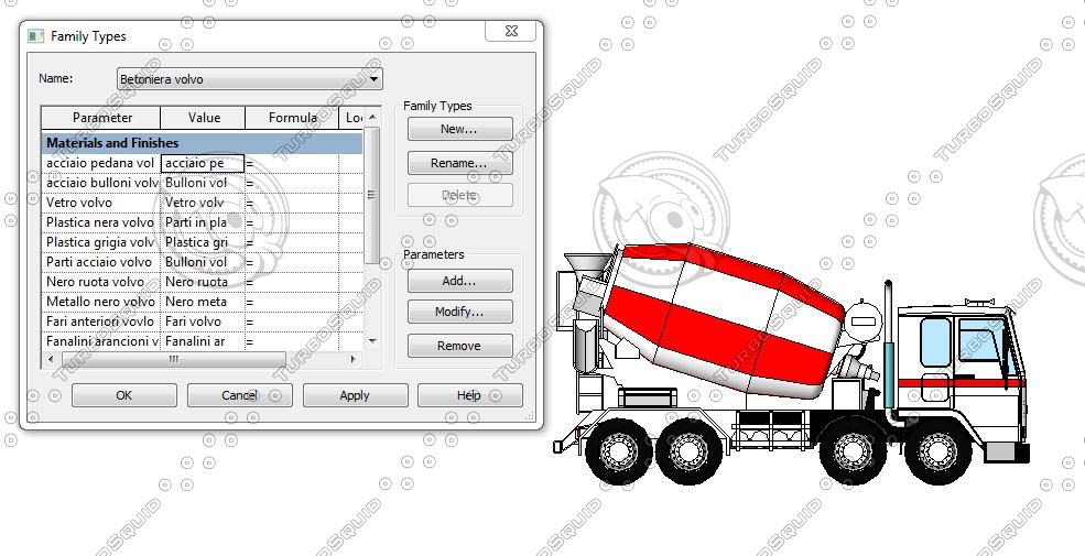 concrete truck 2012 revit rfa free