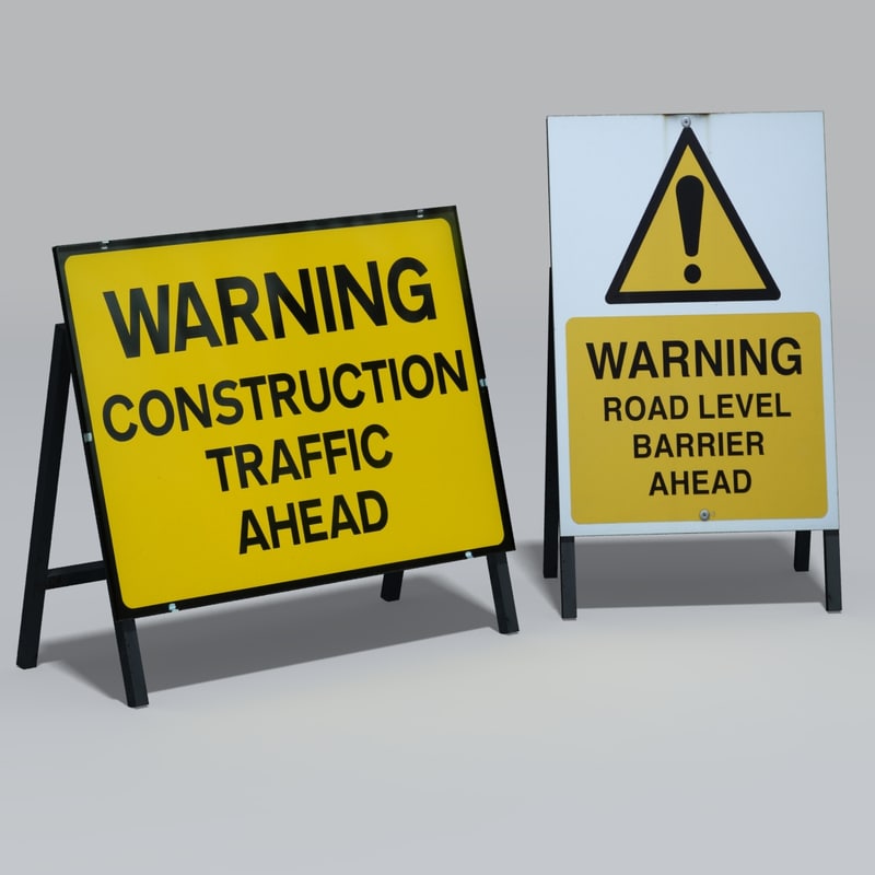 3ds max road warning signs