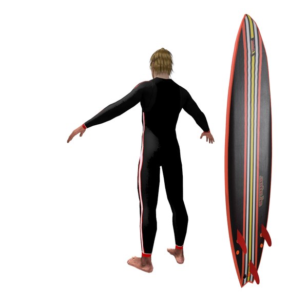 3d model surfer surfing man