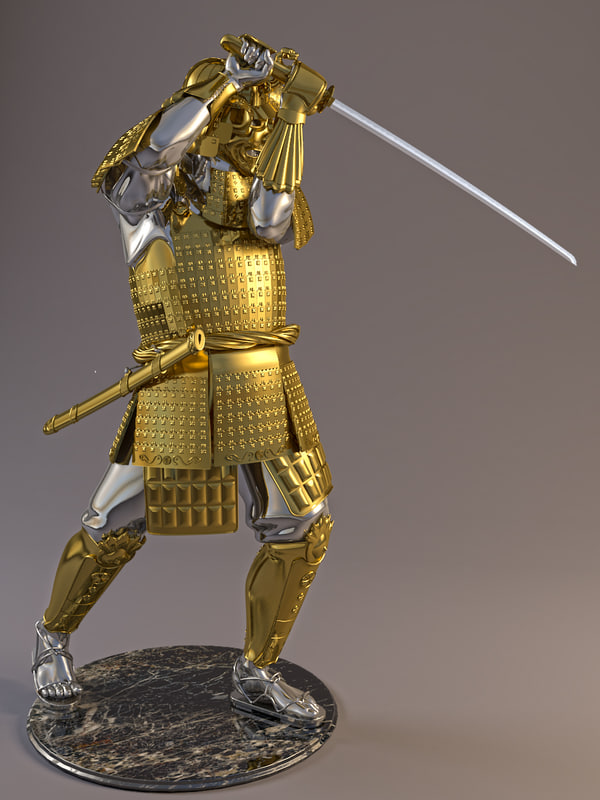 3d model statuette samurai maeda