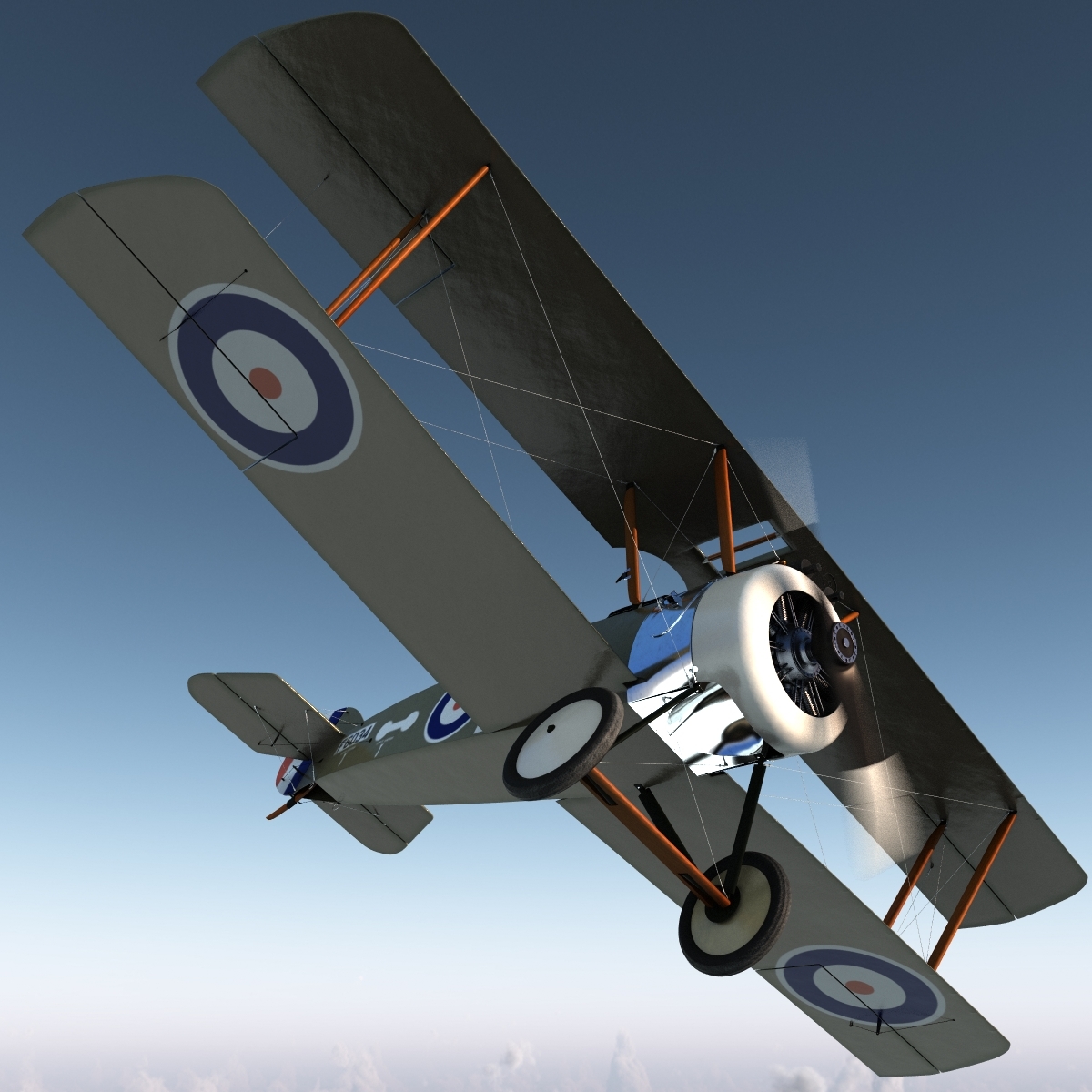 british wwi biplane fighter 3d model