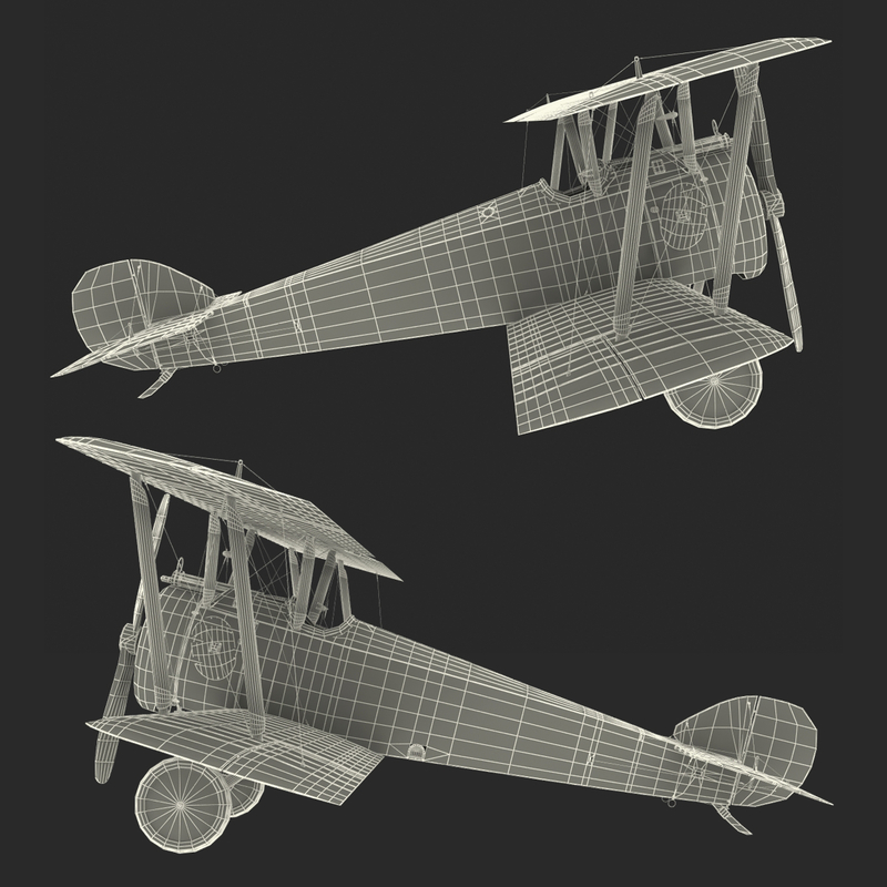 british wwi biplane fighter 3d model