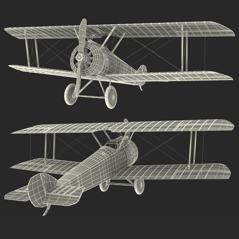 british wwi biplane fighter 3d model