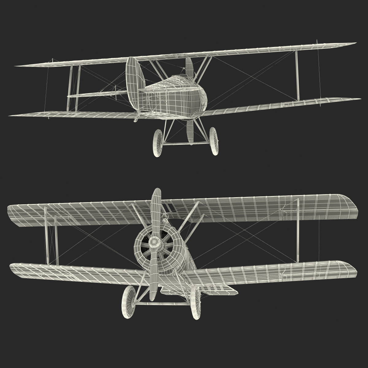 british wwi biplane fighter 3d model