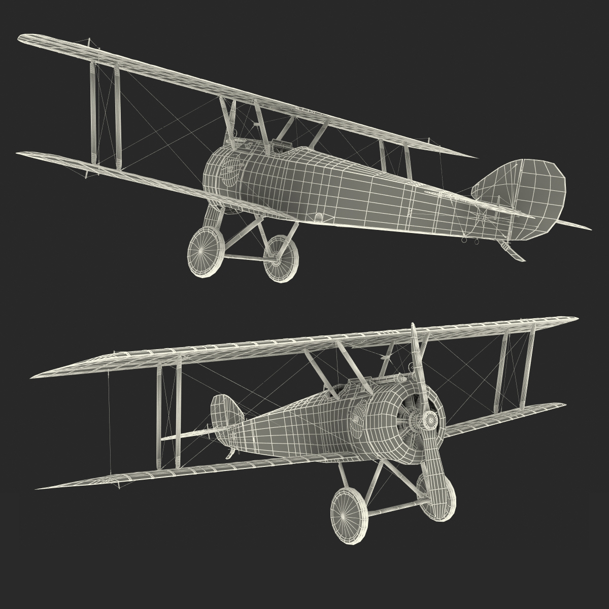 british wwi biplane fighter 3d model