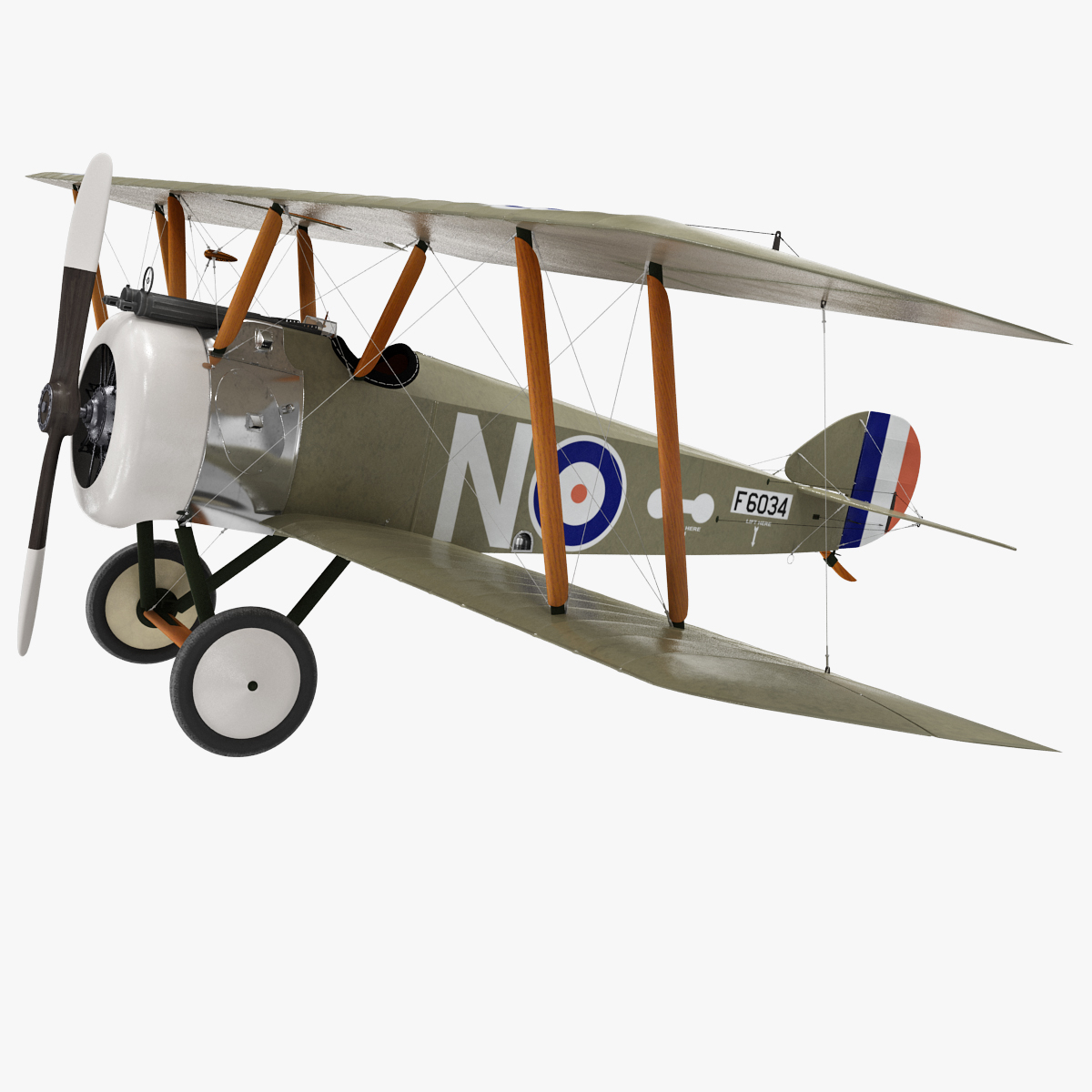 british wwi biplane fighter 3d model