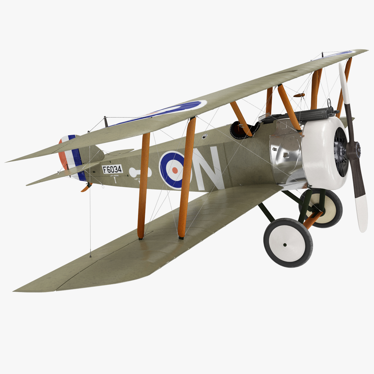 british wwi biplane fighter 3d model