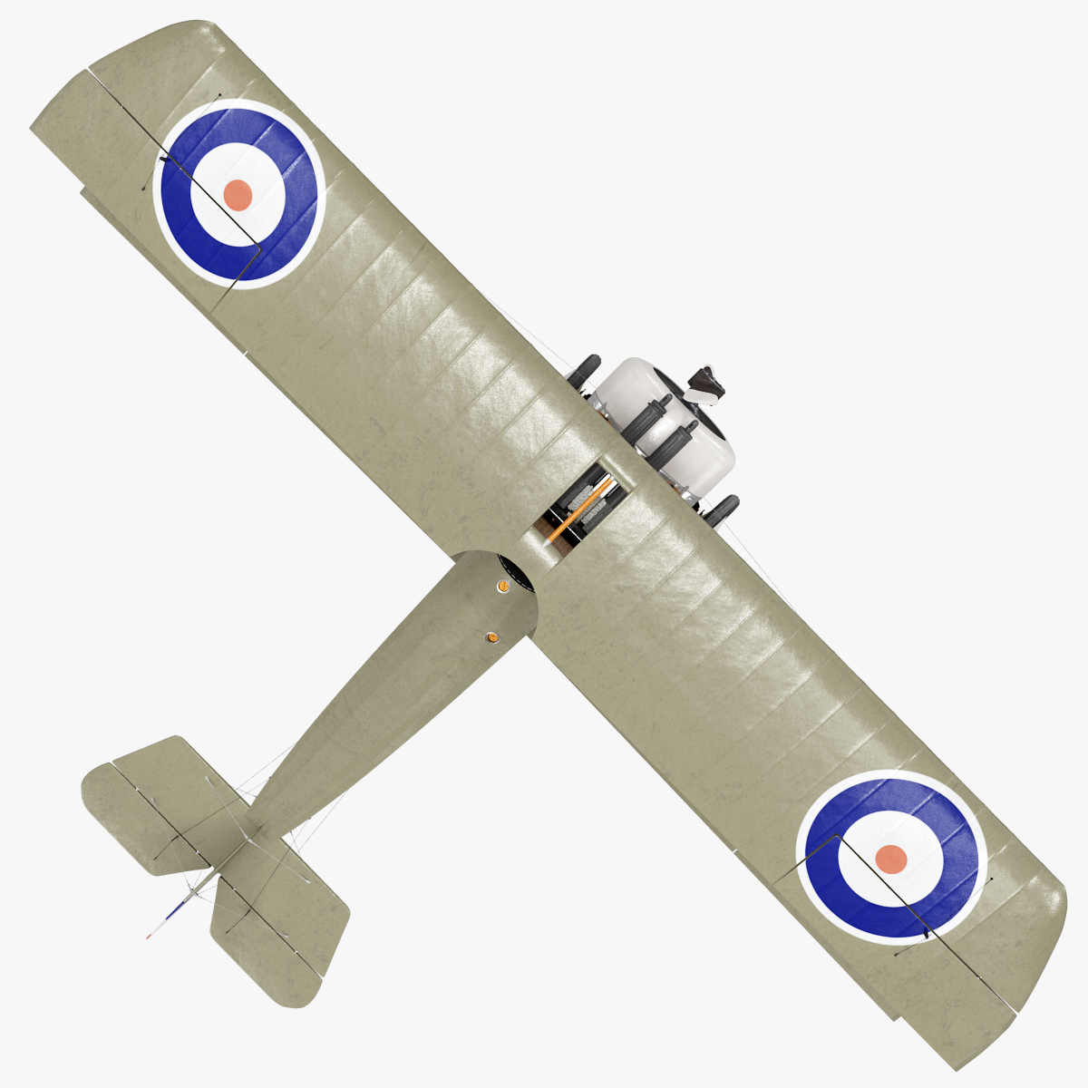 british wwi biplane fighter 3d model