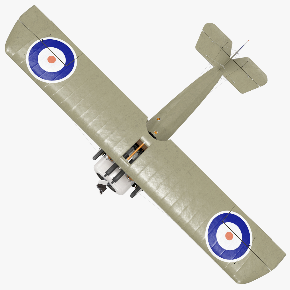 british wwi biplane fighter 3d model