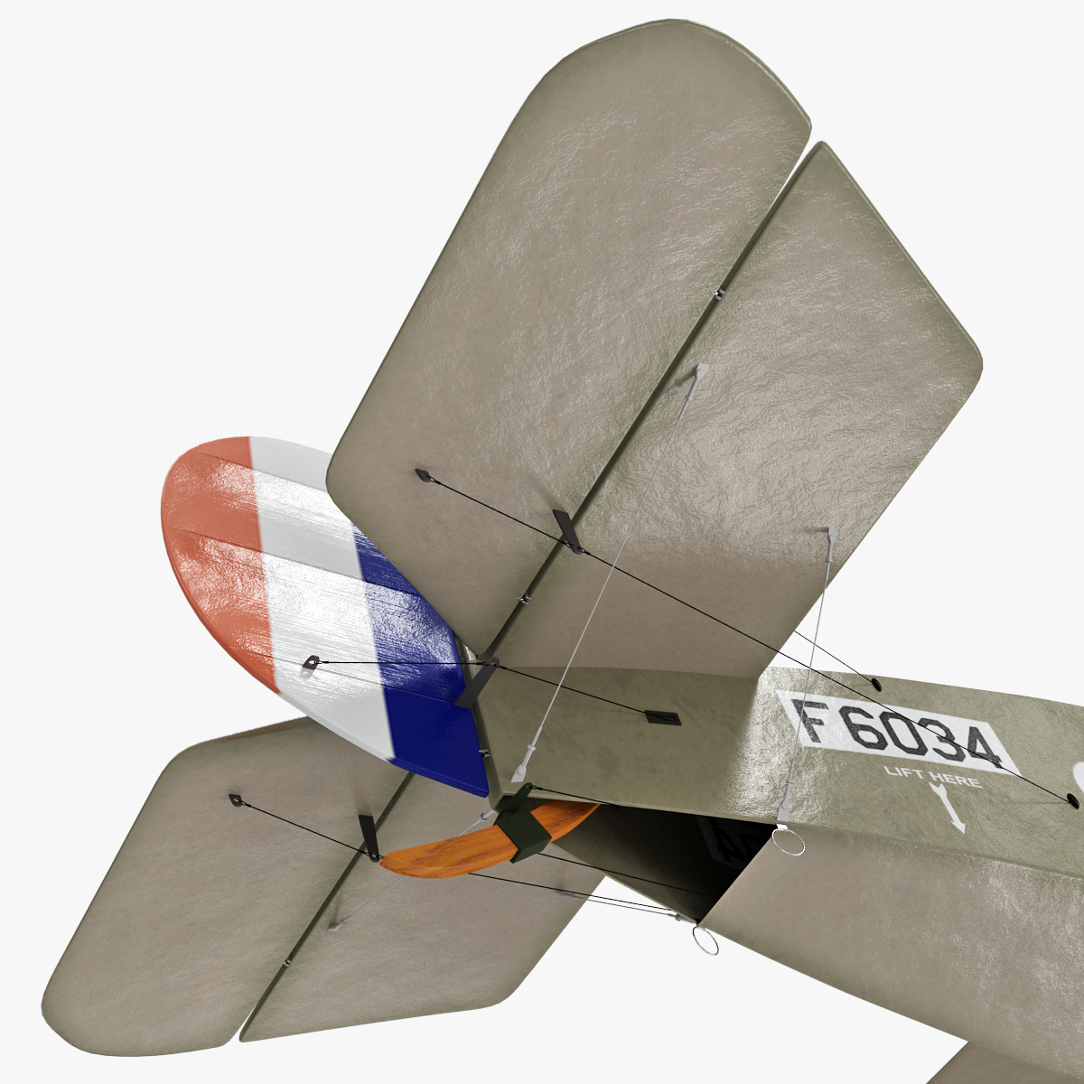 british wwi biplane fighter 3d model