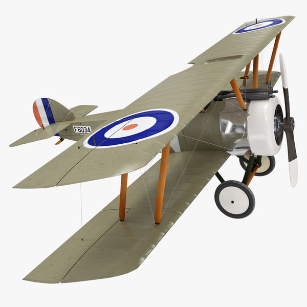 british wwi biplane fighter 3d model