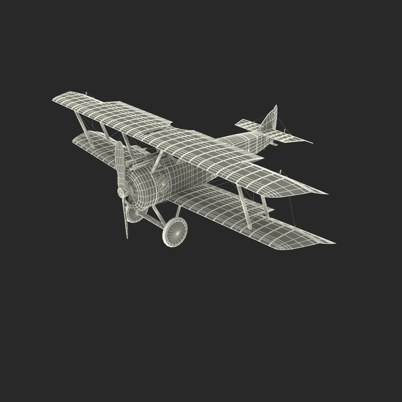 british wwi biplane fighter 3d model