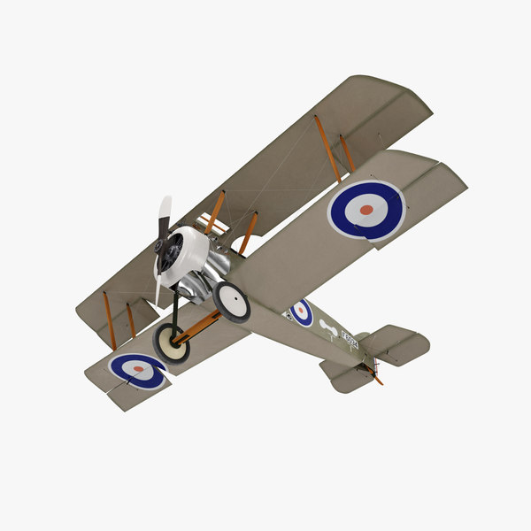 british wwi biplane fighter 3d model