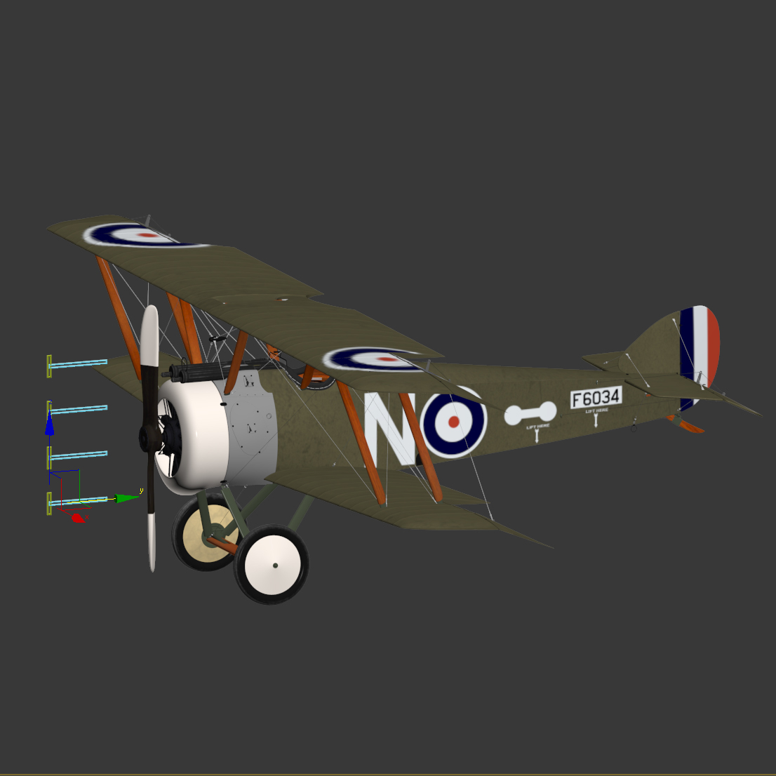 british wwi biplane fighter 3d model