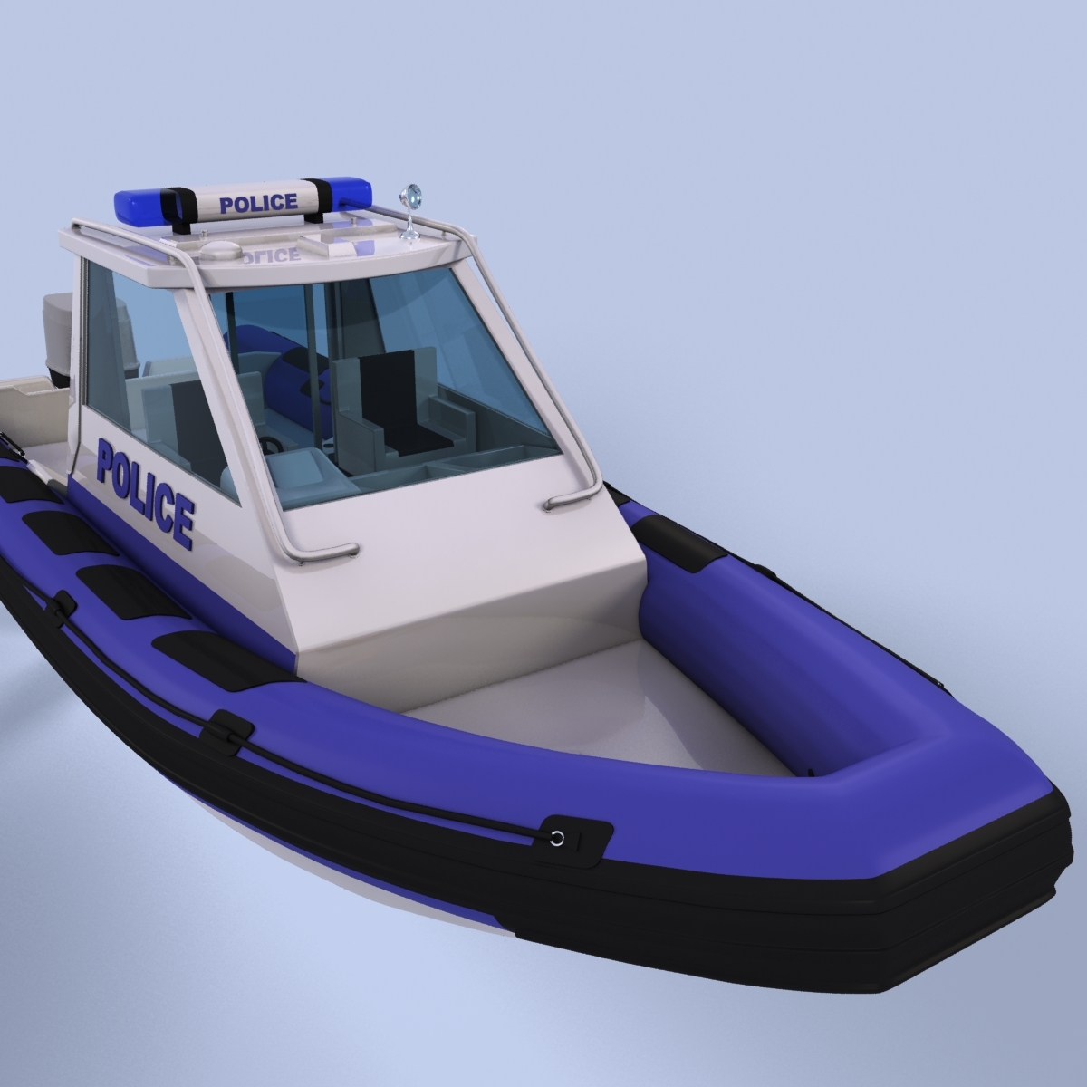 3d model rigid inflatable boat police