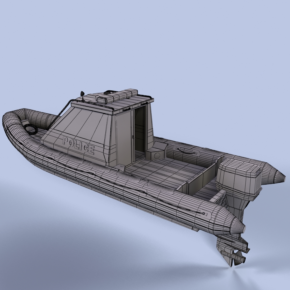 3d model rigid inflatable boat police