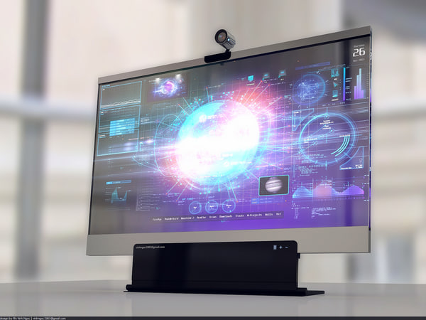 3d glass monitor model
