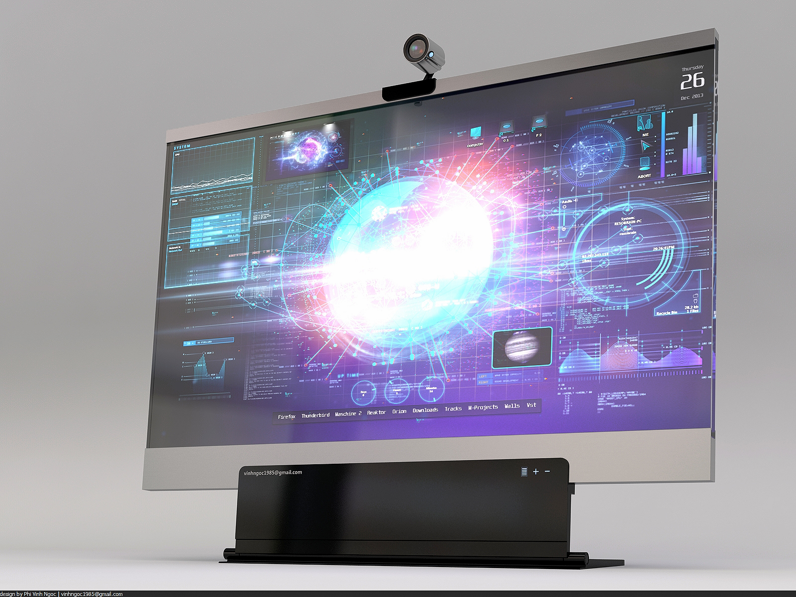 3d glass monitor model