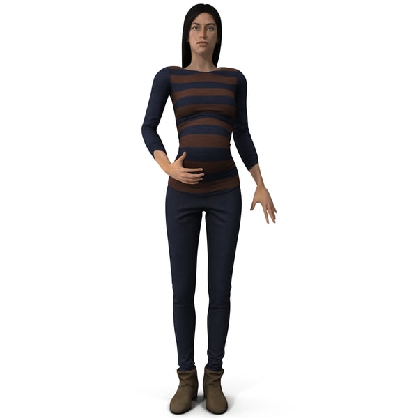 3d pregnant woman rigged model