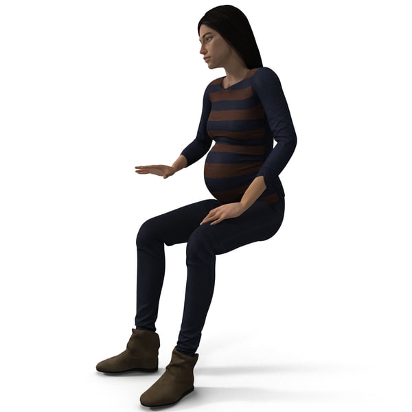3d pregnant woman rigged model
