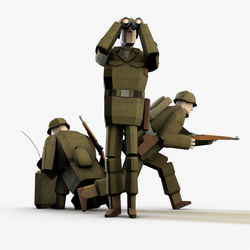 wwii characters equipment pack c4d