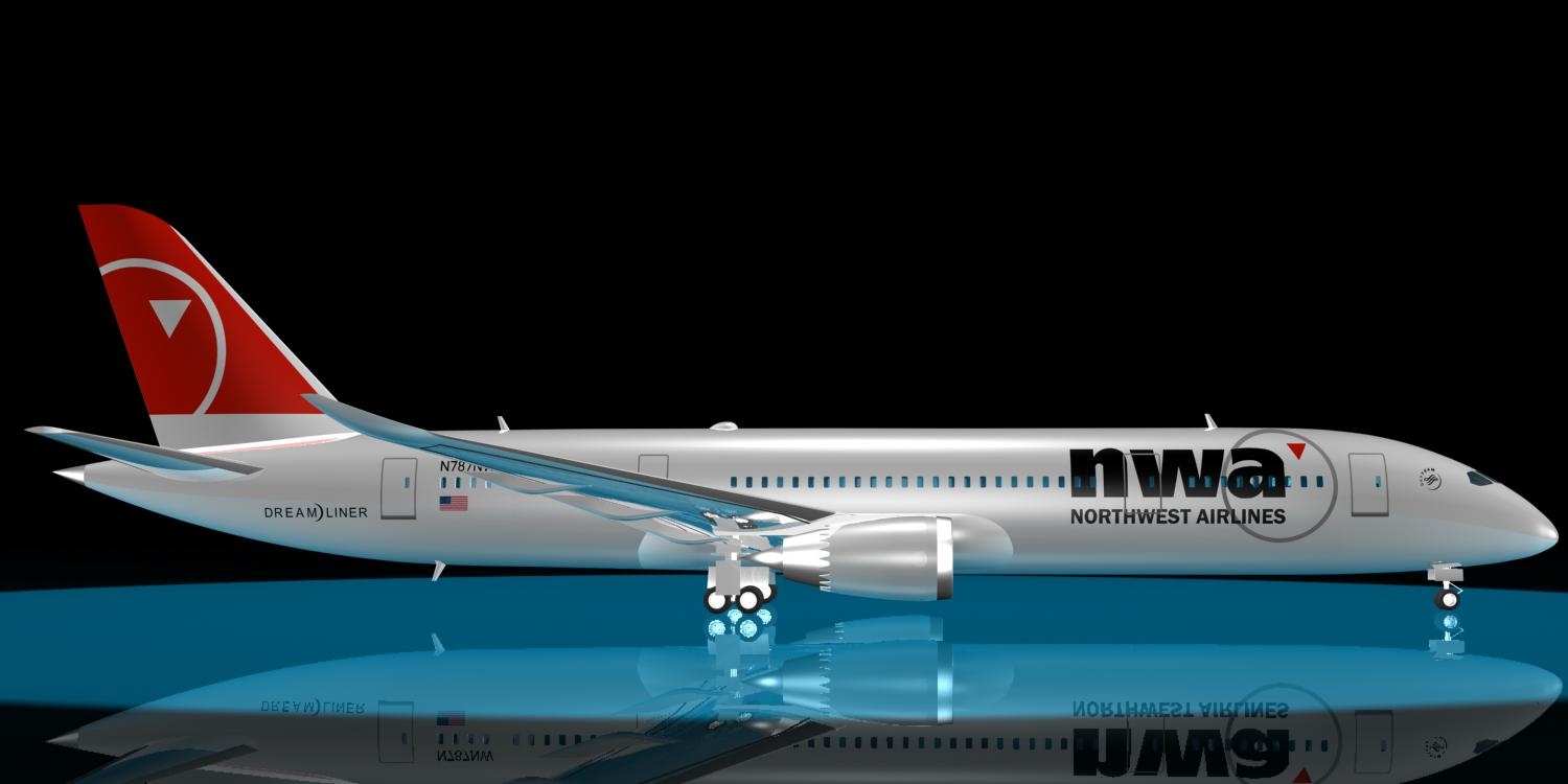 northwest airlines 787-8 dreamliner 3d model