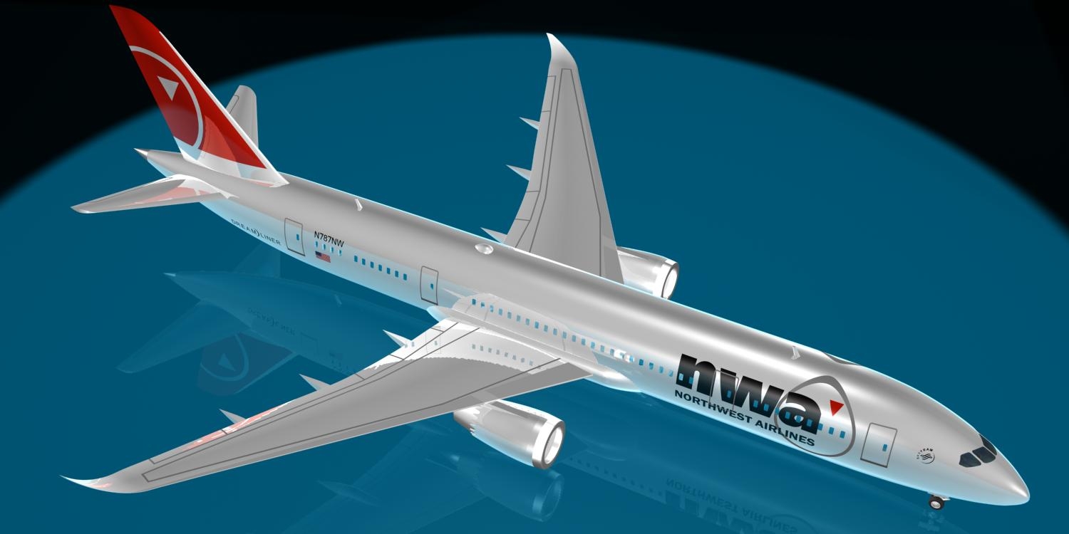 northwest airlines 787-8 dreamliner 3d model