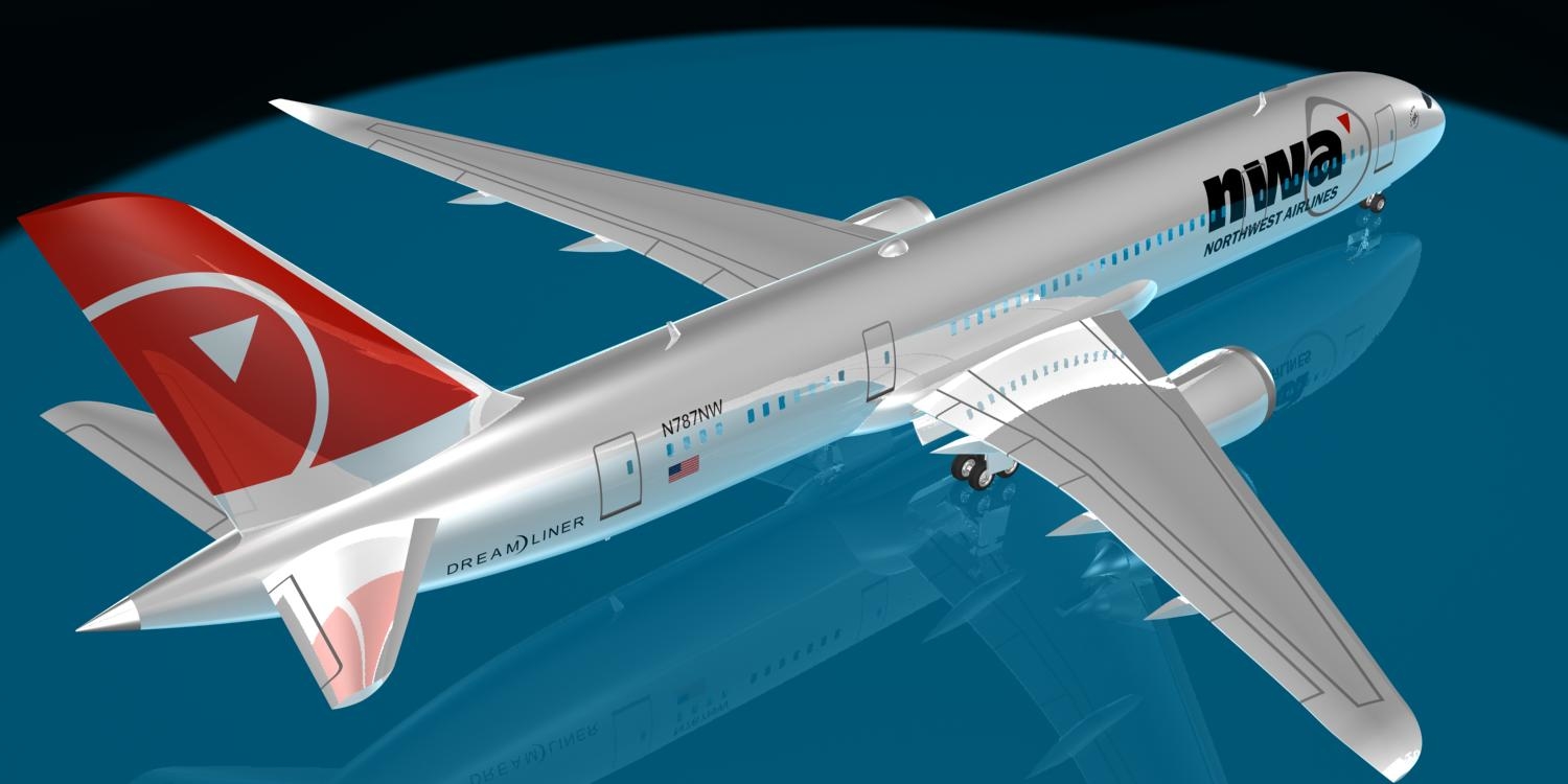 northwest airlines 787-8 dreamliner 3d model