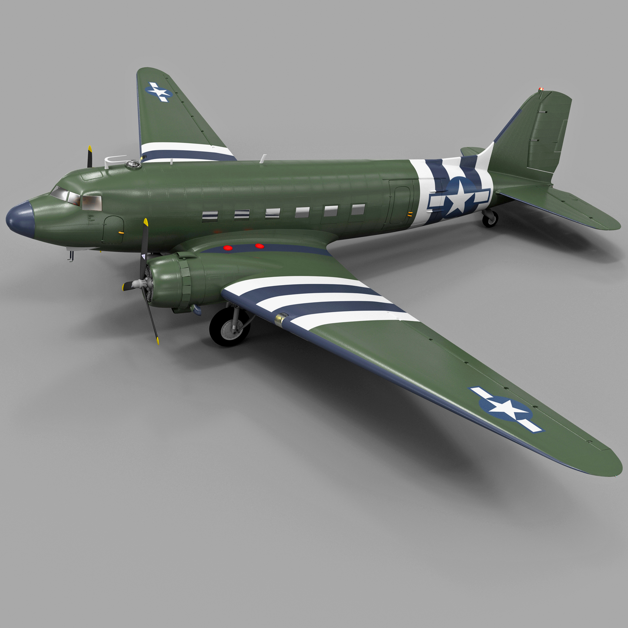 3d military transport aircraft douglas c-47 model
