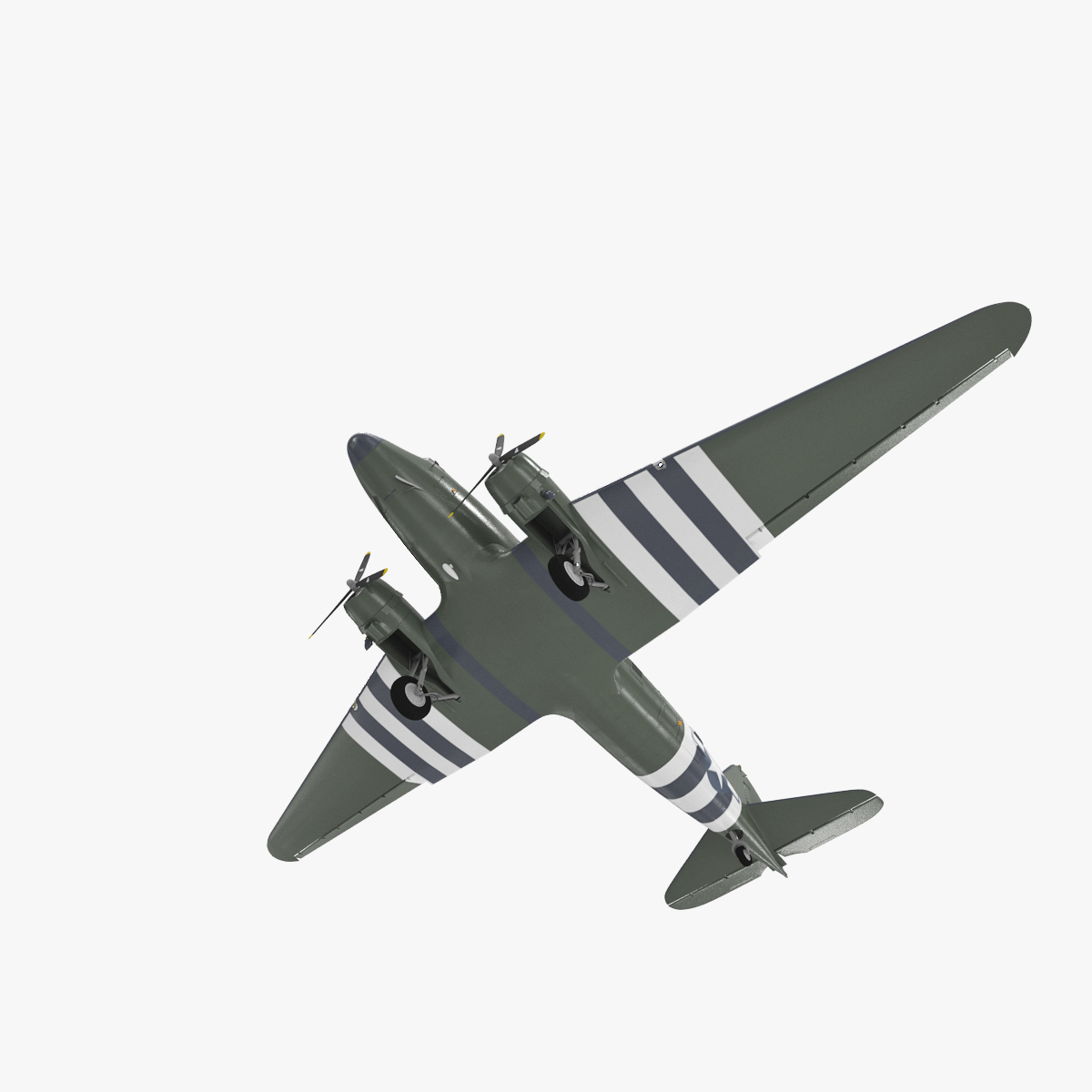 3d military transport aircraft douglas c-47 model