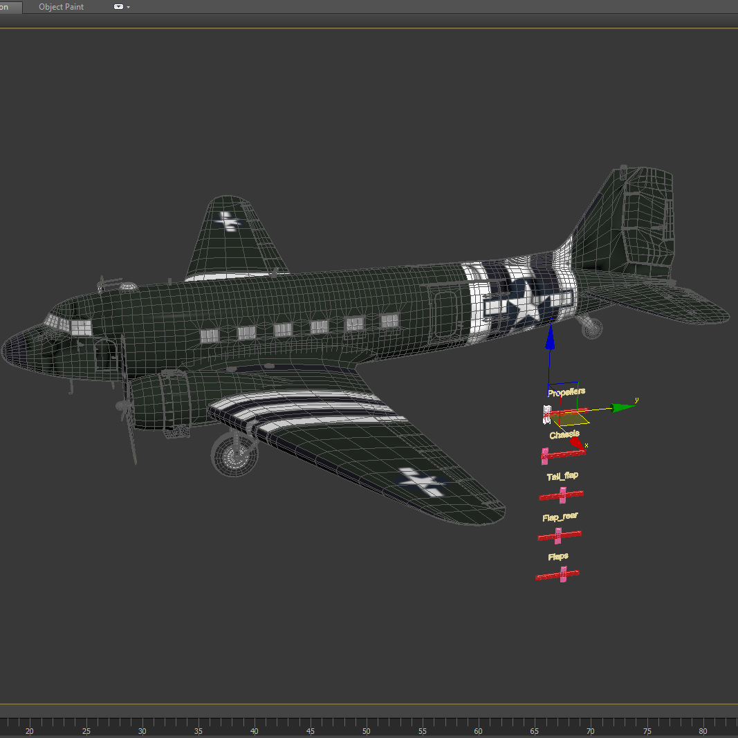 3d military transport aircraft douglas c-47 model