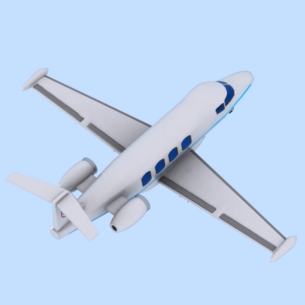 3d cartoon private jet model