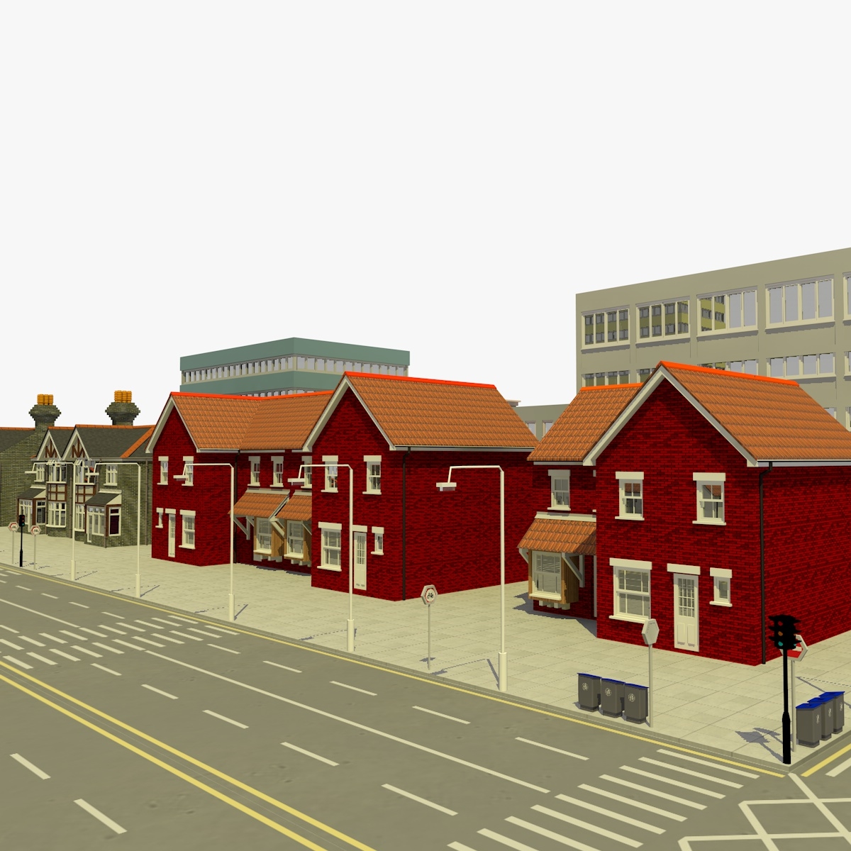 3d city urban neighborhood block
