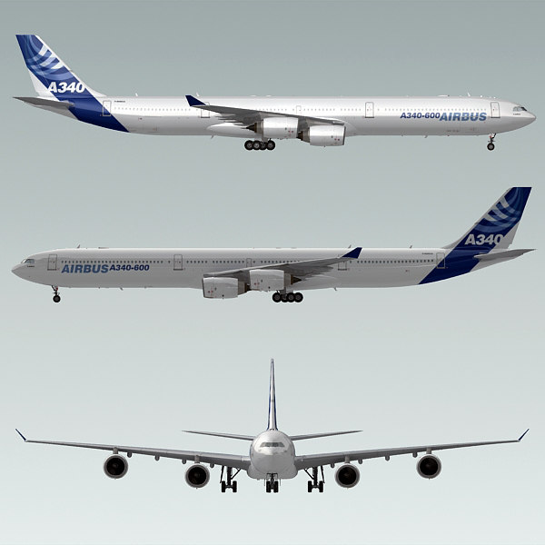 airbus a340-600 plane 3d max