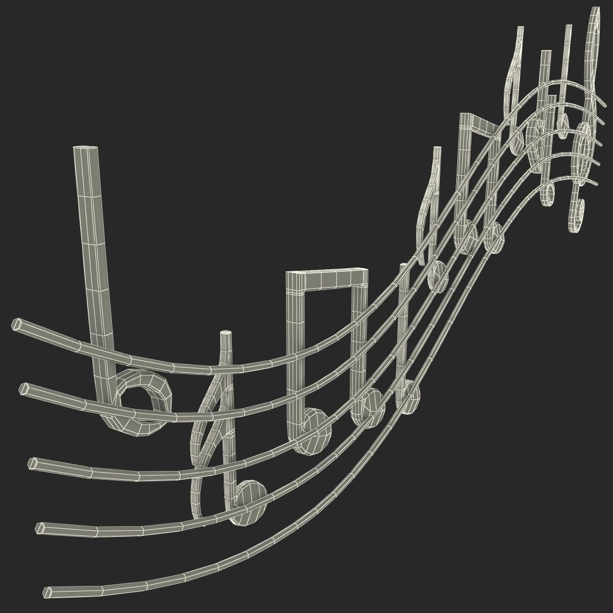 3d notes musical staff model