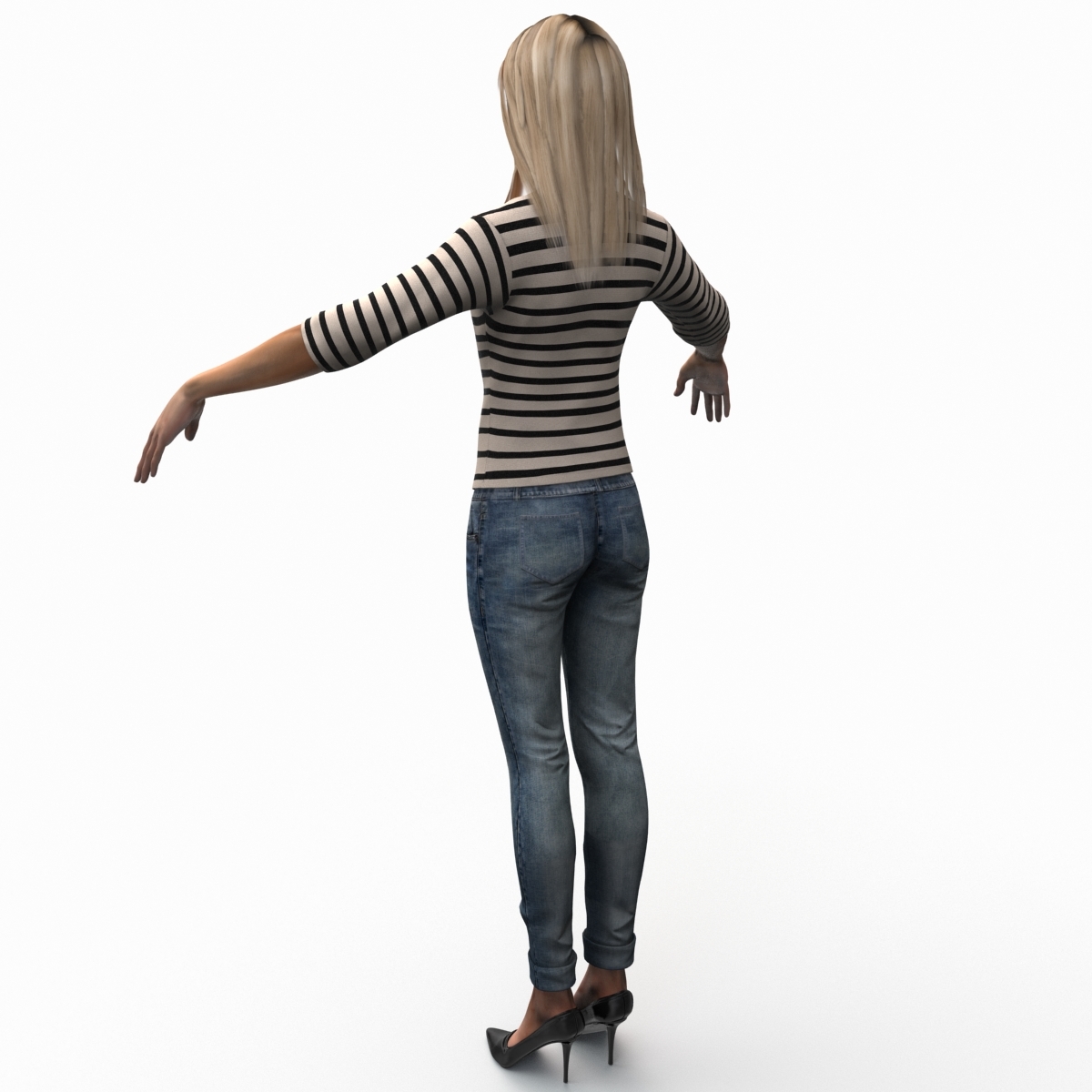 3d young white female rigged model