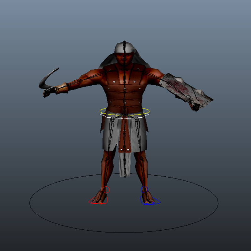 3d egyptian swordsman rigged sword model