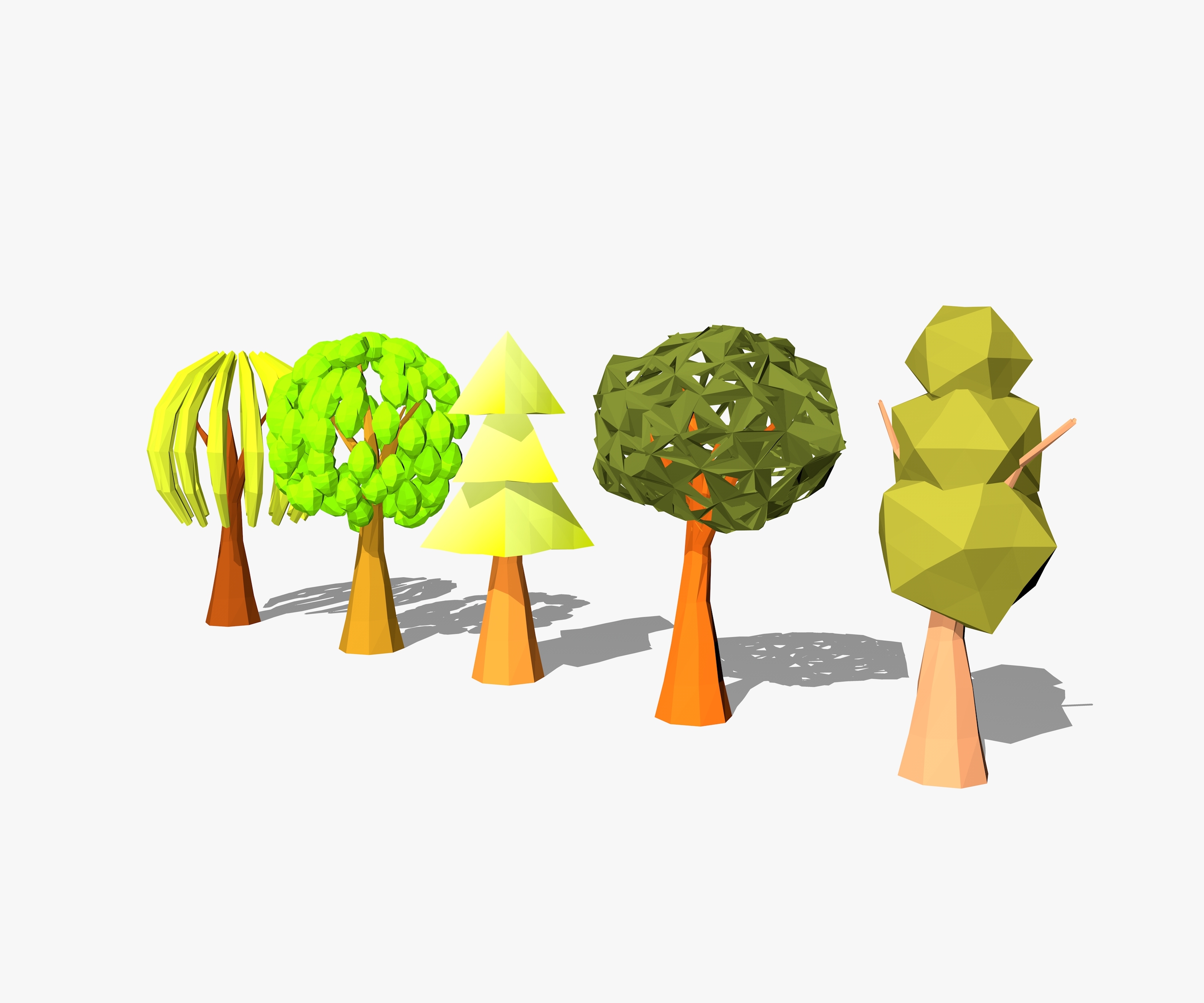 3d cartoon trees