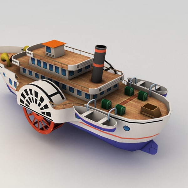 3d paddle steamer boat model