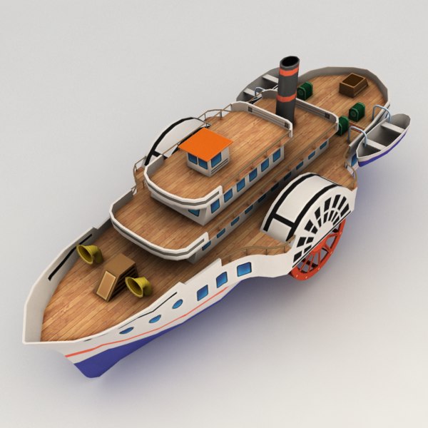3d paddle steamer boat model