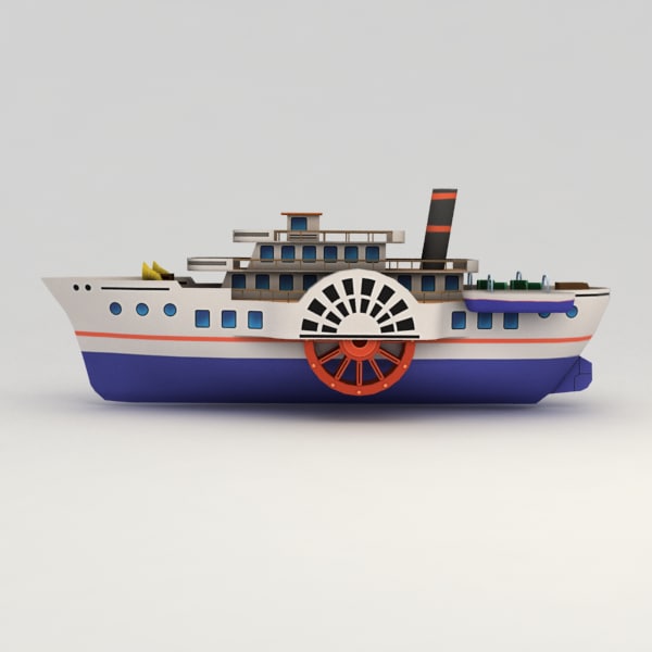 3d paddle steamer boat model