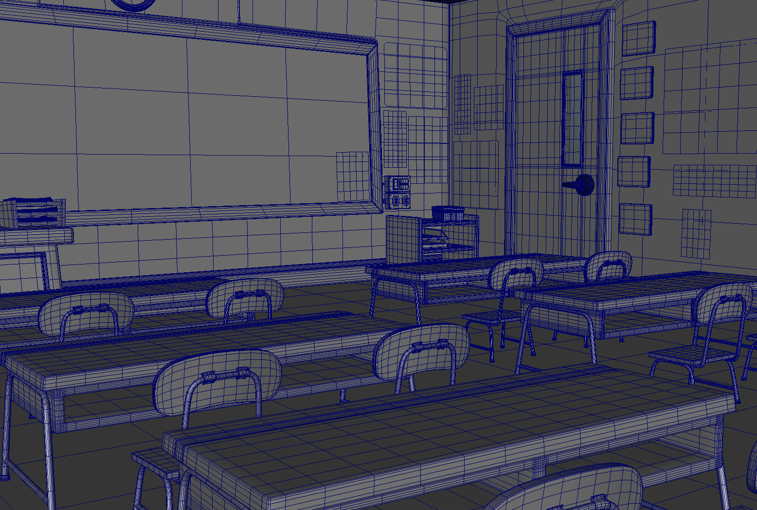 3d model cartoon classroom scene