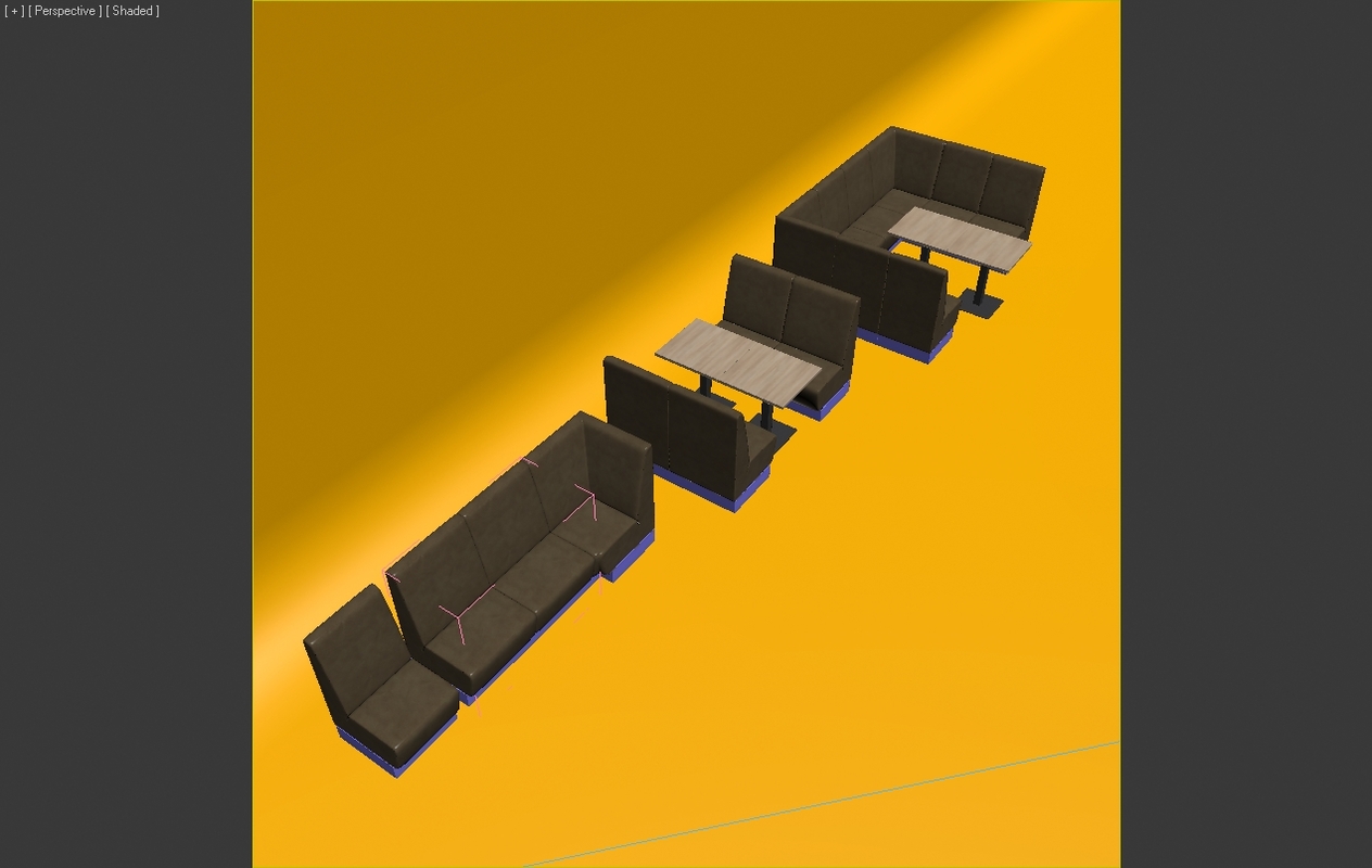 3d model booth seating aura