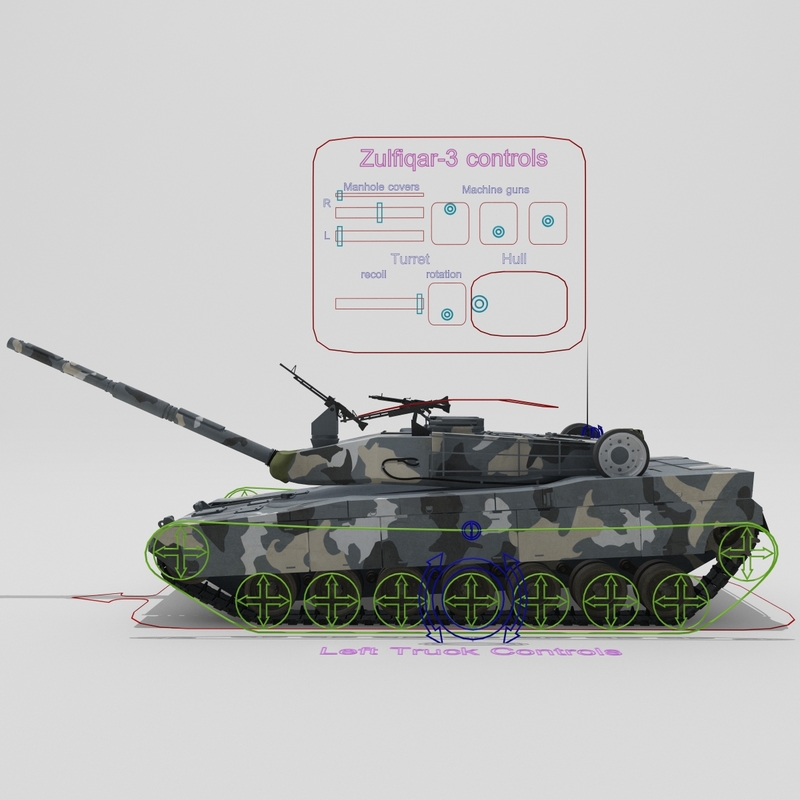 zulfiqar iranian main battle tank 3d model