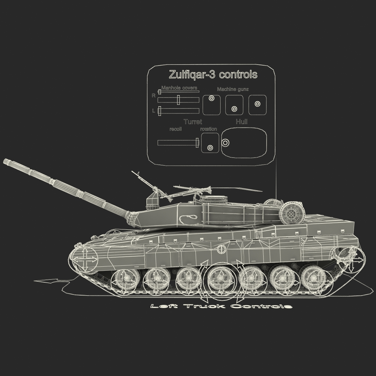 zulfiqar iranian main battle tank 3d model